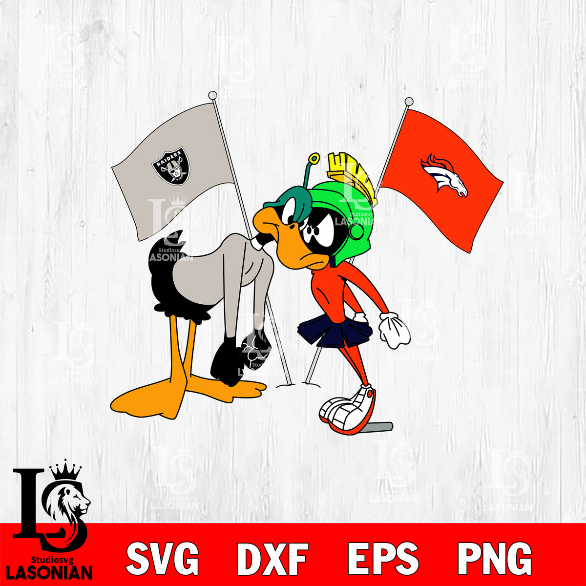 Las Vegas Raiders duck dodger & Denver Broncos marvin the martian ...