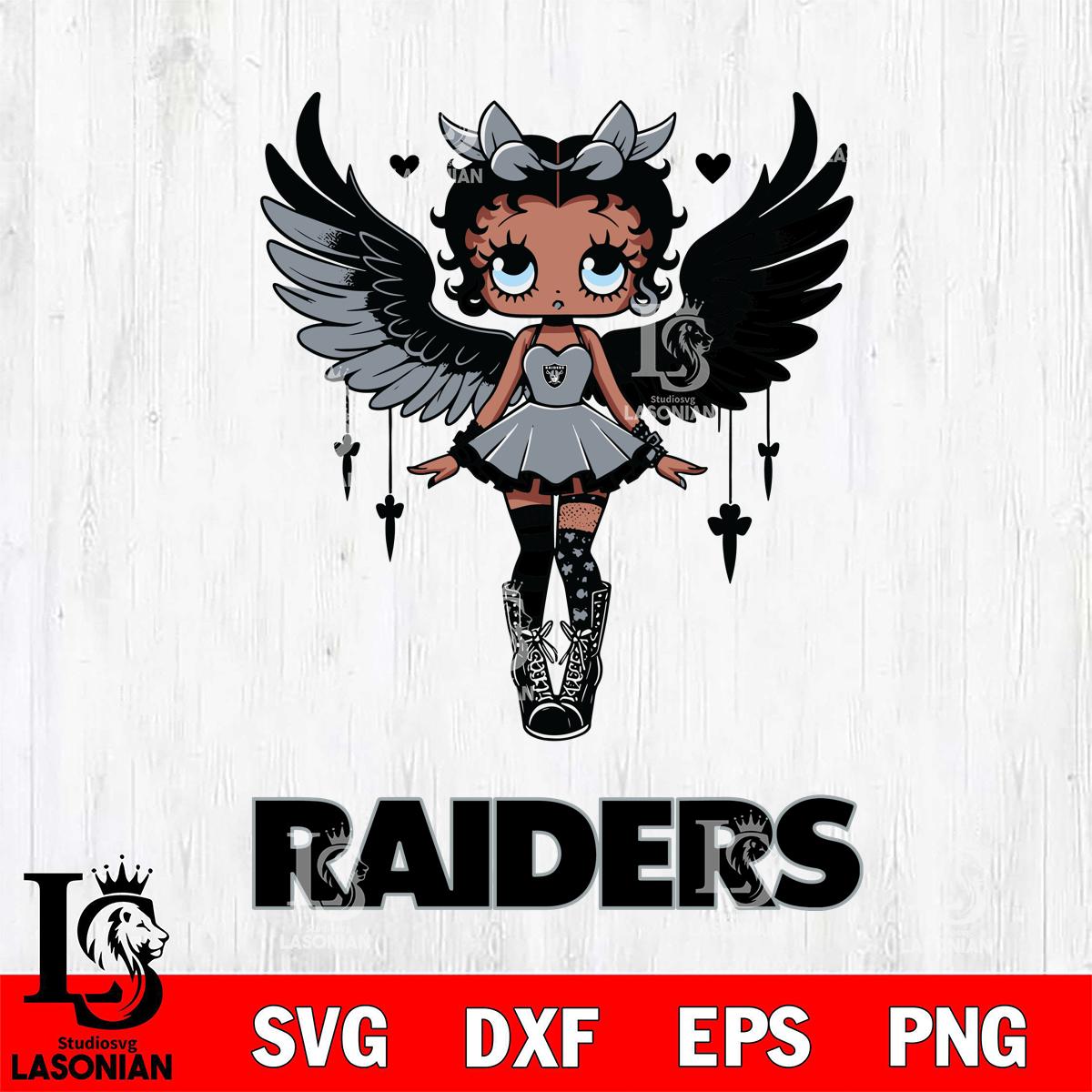 Las Vegas Raiders Anglel Black Fan Girl Betty Boop – lasoniansvg