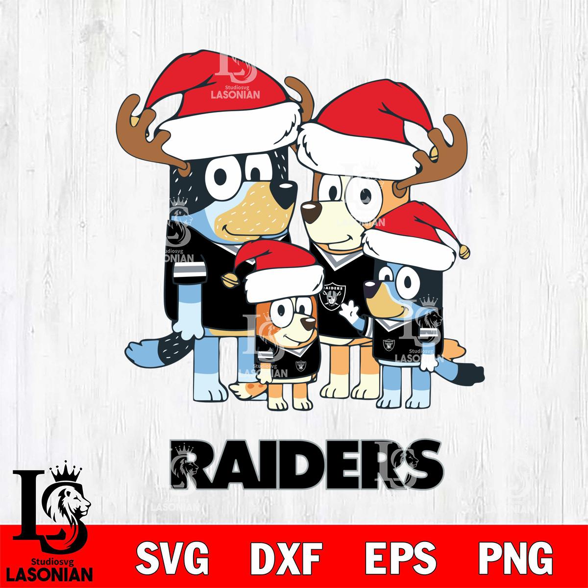 Las Vegas Raiders Christmas Bluey Santa Family – lasoniansvg