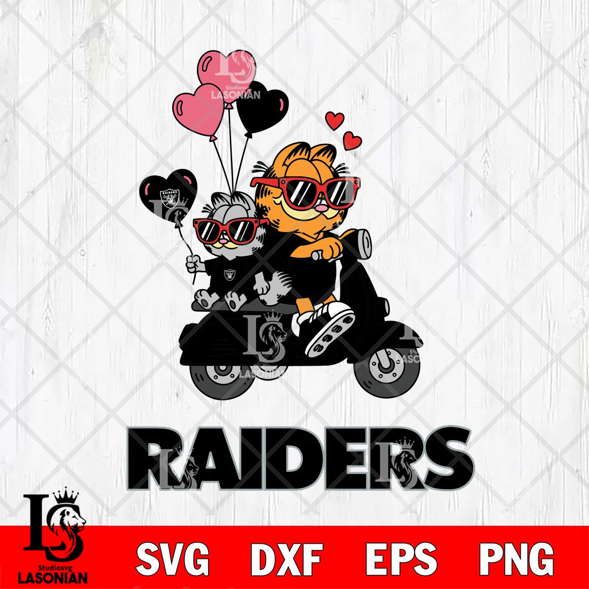 Las Vegas Raiders Garfield and Nermal Valentine File Cut, NFL SVG DXF ...