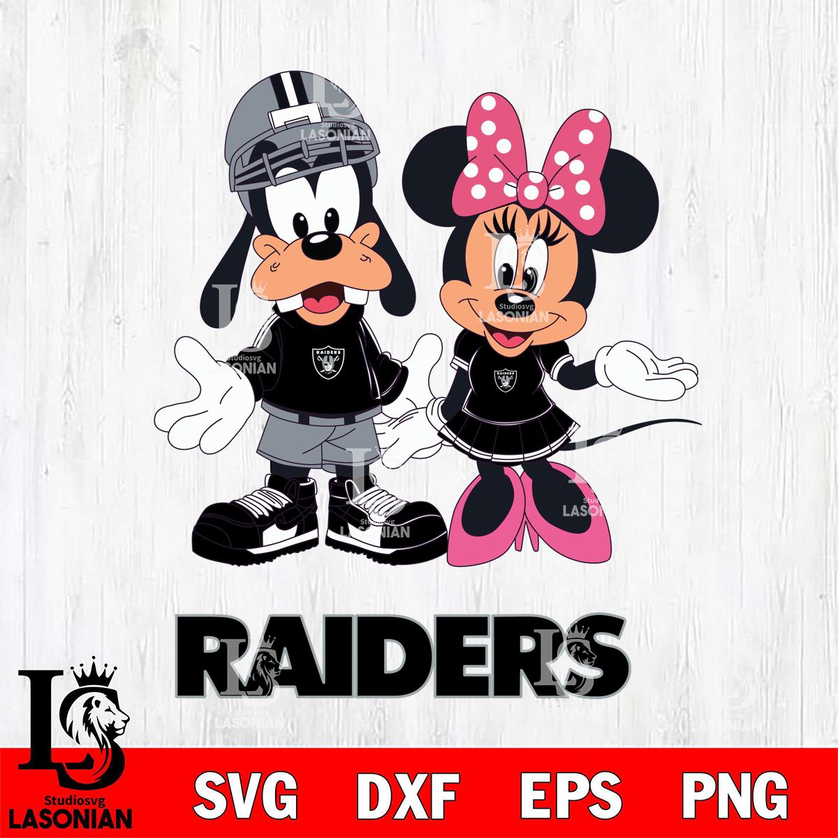 Las Vegas Raiders Goofy and Minnie mouse Football – lasoniansvg