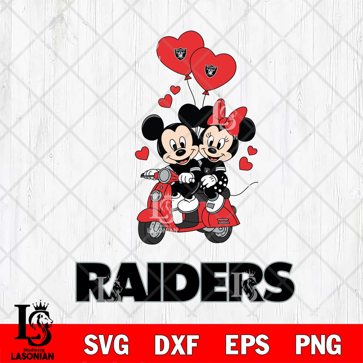 Las Vegas Raiders Mickey and Minnie Mouse Valentine File Cut, NFL SVG ...