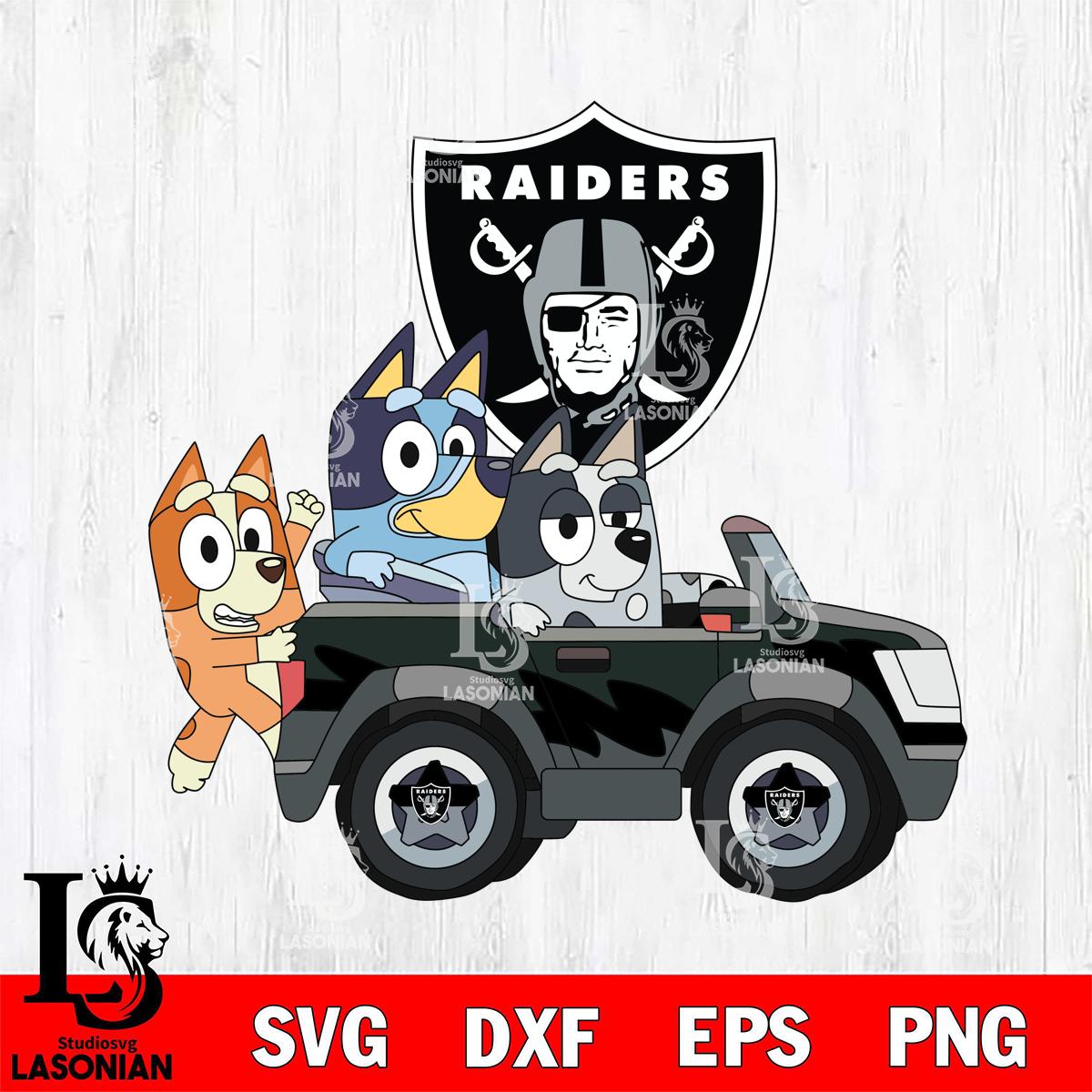 Las Vegas Raiders bluey friends car – lasoniansvg