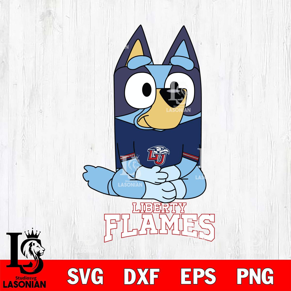 Liberty Flames Bluey Styles Football – lasoniansvg