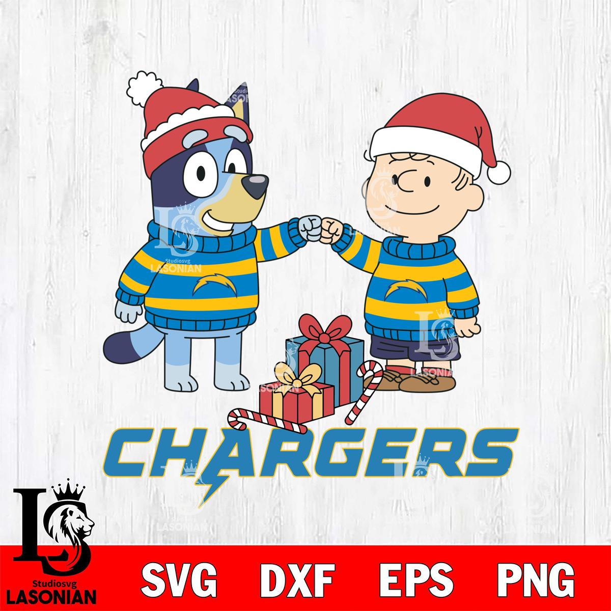 Los Angeles Chargers Bluey With Charlie Brown Christmas – lasoniansvg