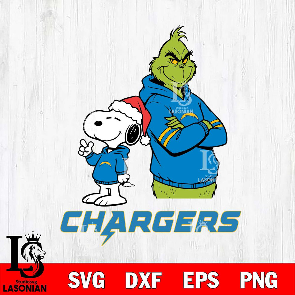 Los Angeles Chargers Grinch and Snoopy Football – lasoniansvg