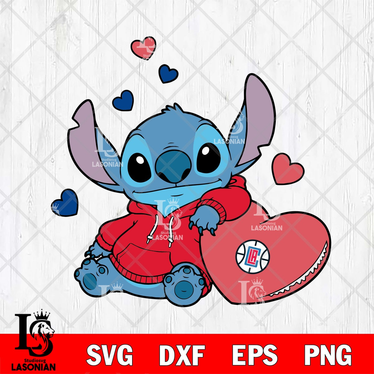 Los Angeles Clippers Stitch Hugging Big Heart File cut , Criucut ...