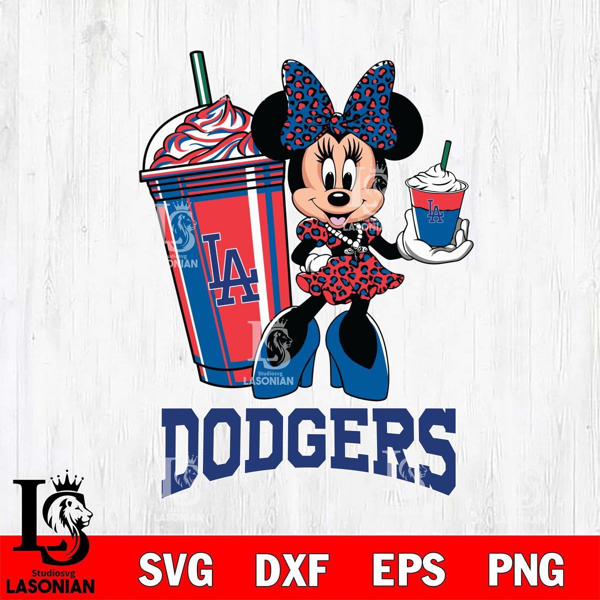 Los Angeles Dodgers Minnie Mouse Fan And Coffee – lasoniansvg