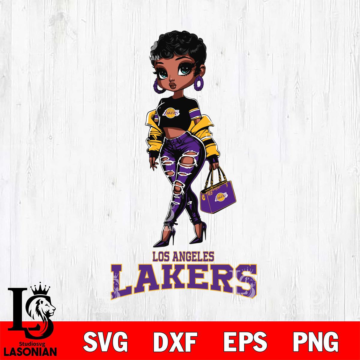 Los Angeles Lakers Beautiful Black Fan Girl – lasoniansvg