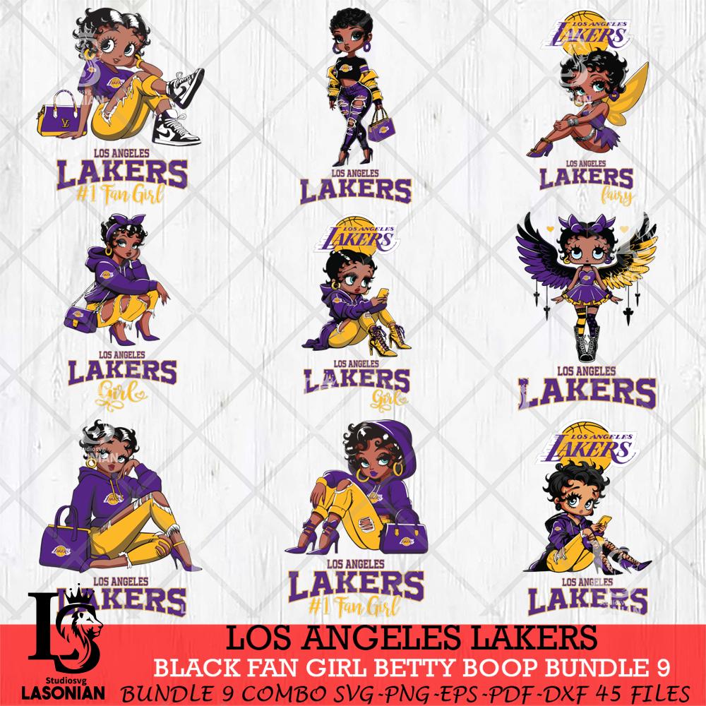 Los Angeles Lakers Black Fan Girl Betty Boop Bundle 9 Svg Eps Dxf Png ...