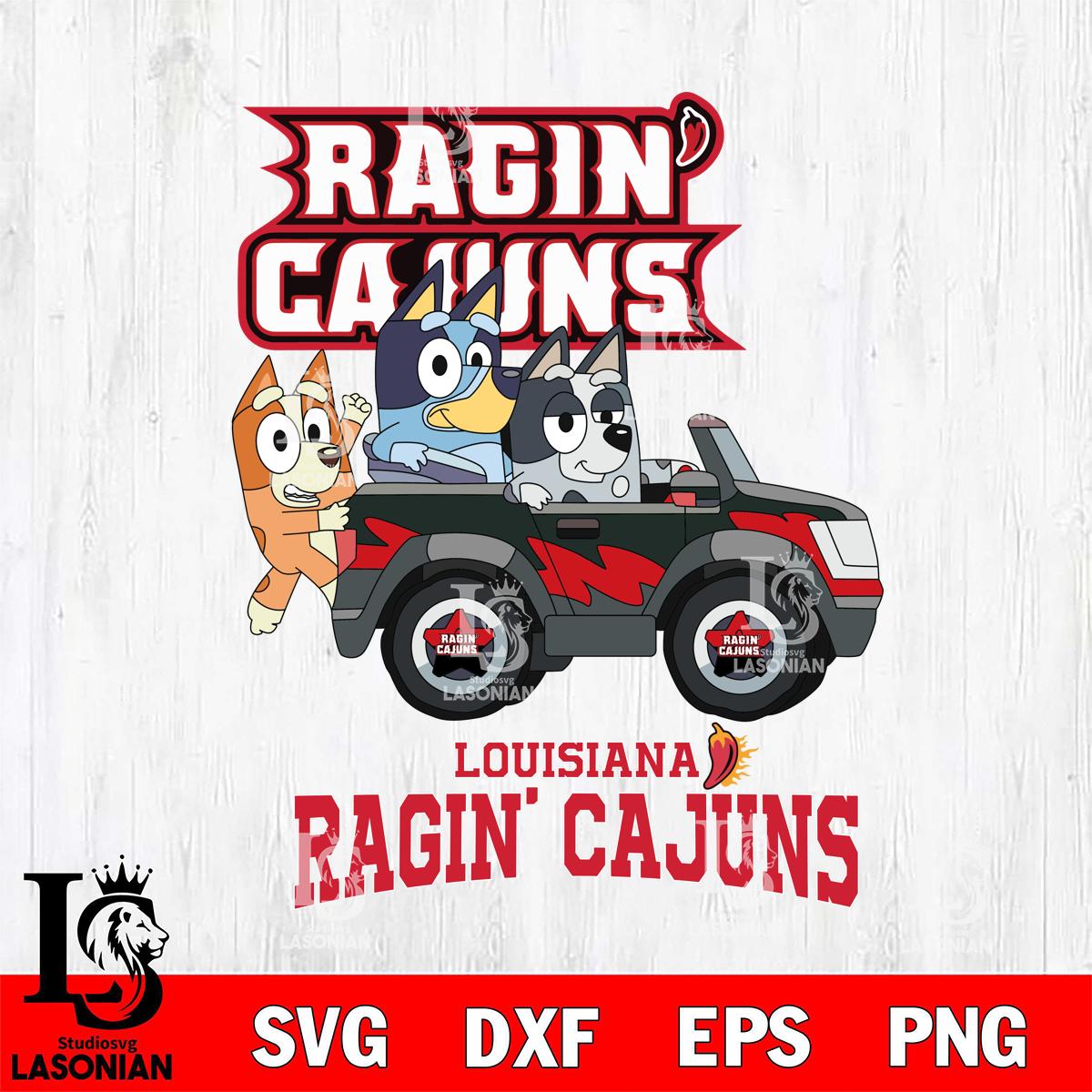 Louisiana Ragin' Cajuns Bluey friends car – lasoniansvg