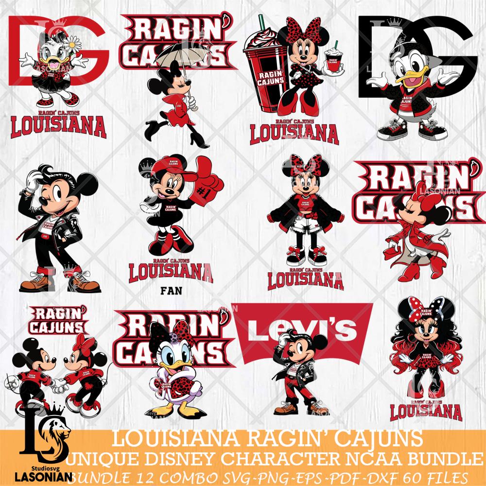 Louisiana Ragin' Cajuns Disney character NCAA Bundle 12 – lasoniansvg
