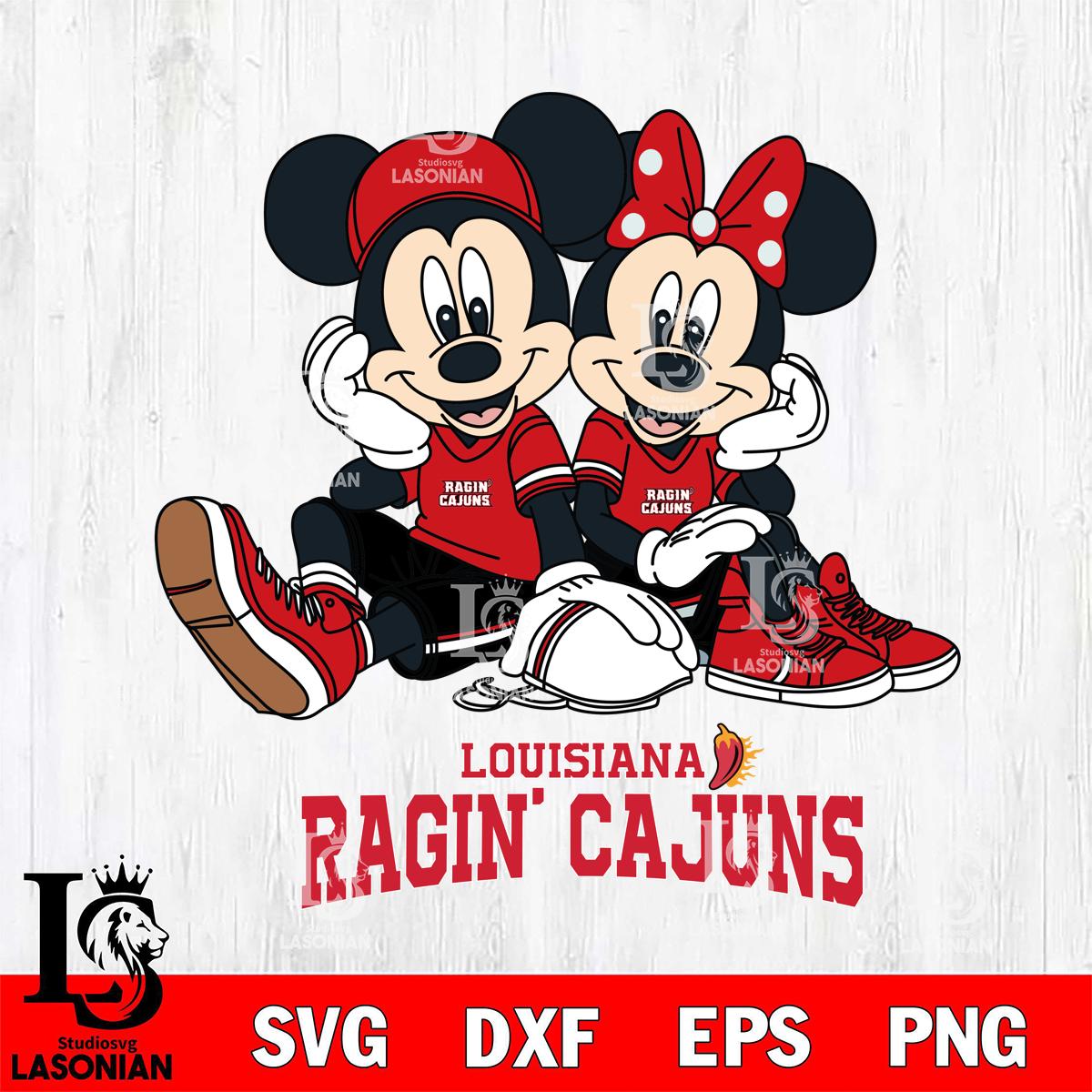 Louisiana Ragin' Cajuns Mickey Minnie Mouse Football Sit – lasoniansvg