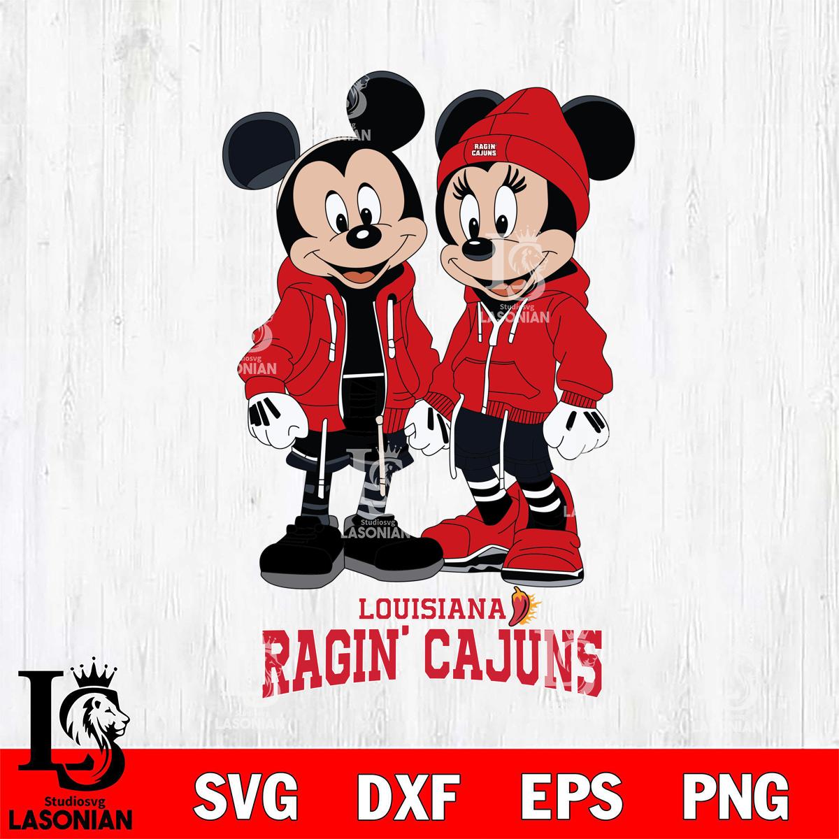 Louisiana Ragin' Cajuns Mickey Minnie Mouse Rugby – lasoniansvg