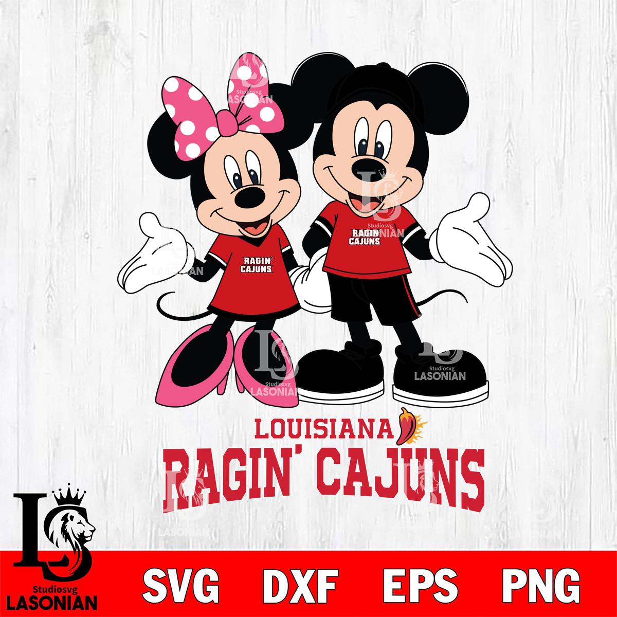 Louisiana Ragin' Cajuns Mickey Minnie Mouse Sport – lasoniansvg