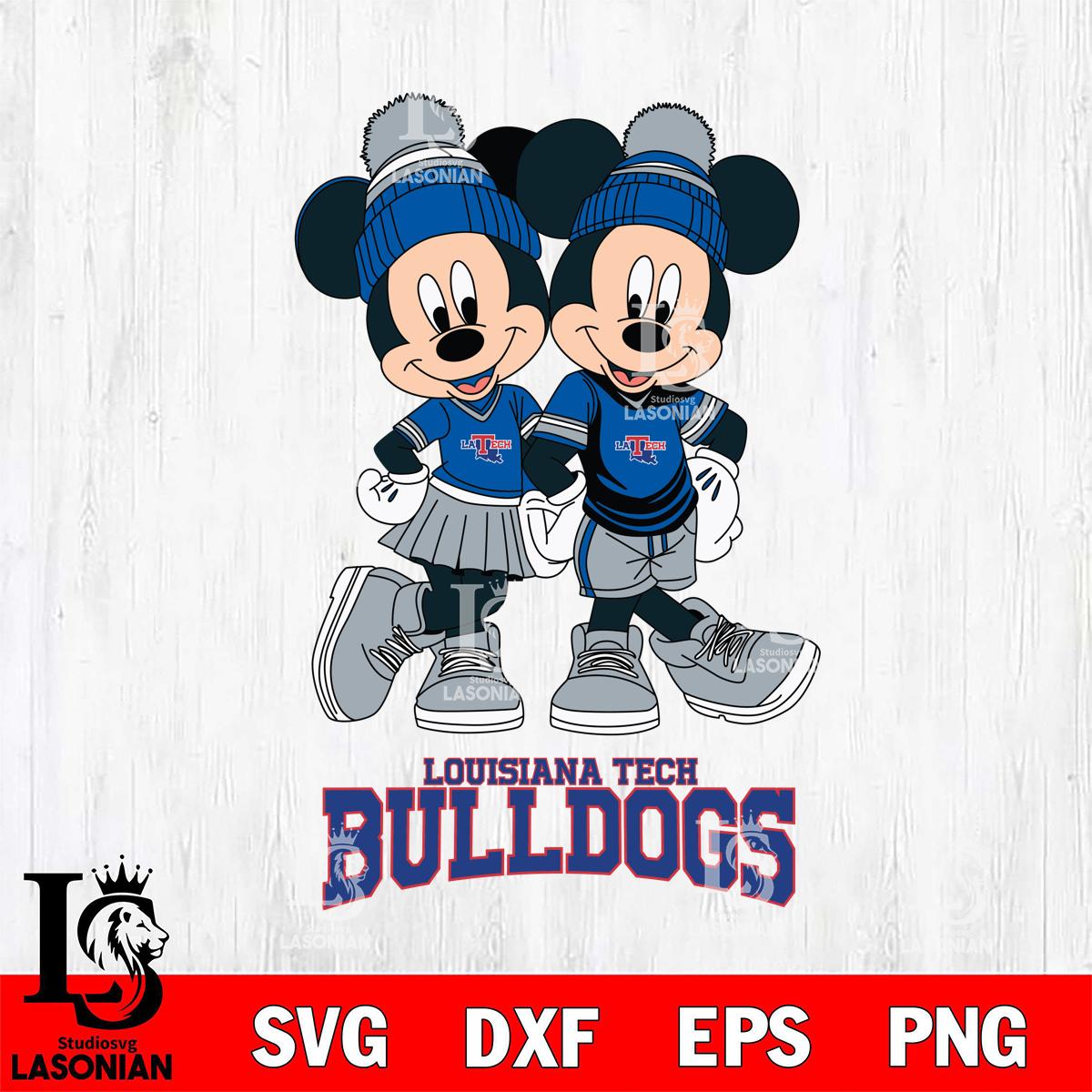 Louisiana Tech Bulldogs Mickey And Minnie Mouse Football – lasoniansvg