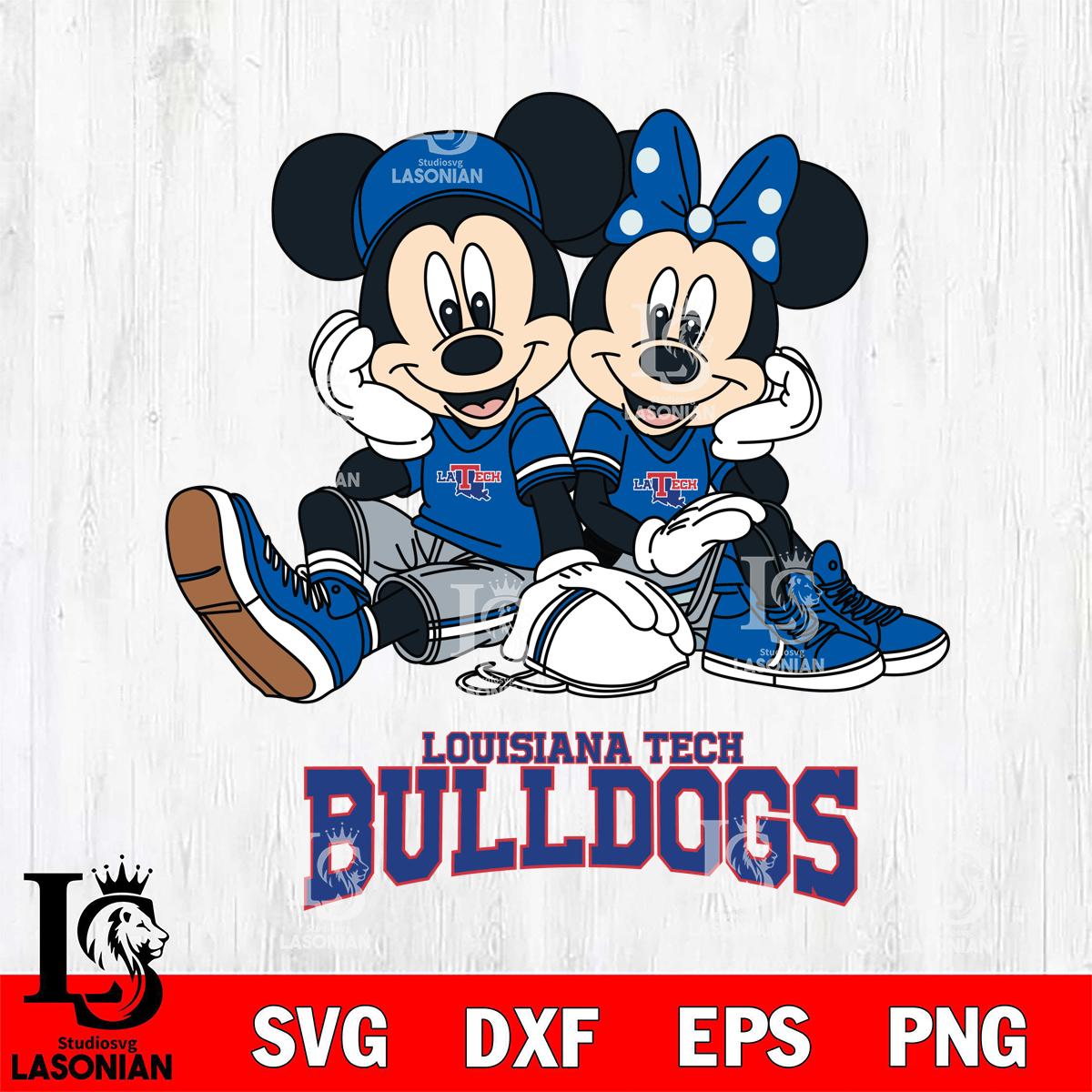 Louisiana Tech Bulldogs Mickey Minnie Mouse Football Sit – lasoniansvg