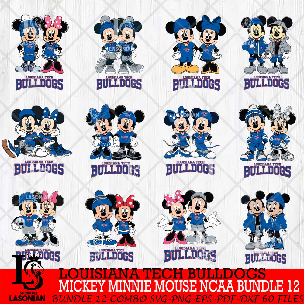 Louisiana Tech Bulldogs Mickey Minnie Mouse NCAA Bundle 12 – lasoniansvg