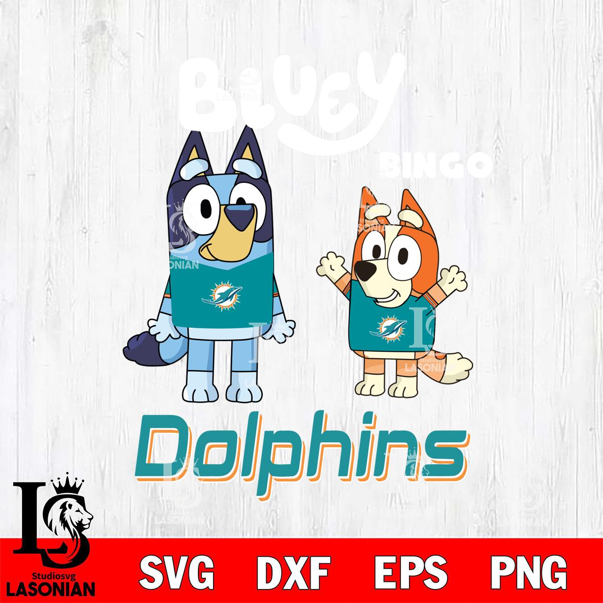 Miami Dolphins Bluey & Bingo 4 – lasoniansvg