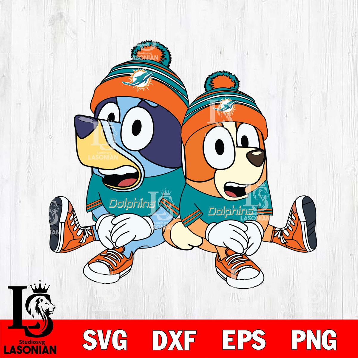Miami Dolphins Bluey & Bingo Football – lasoniansvg