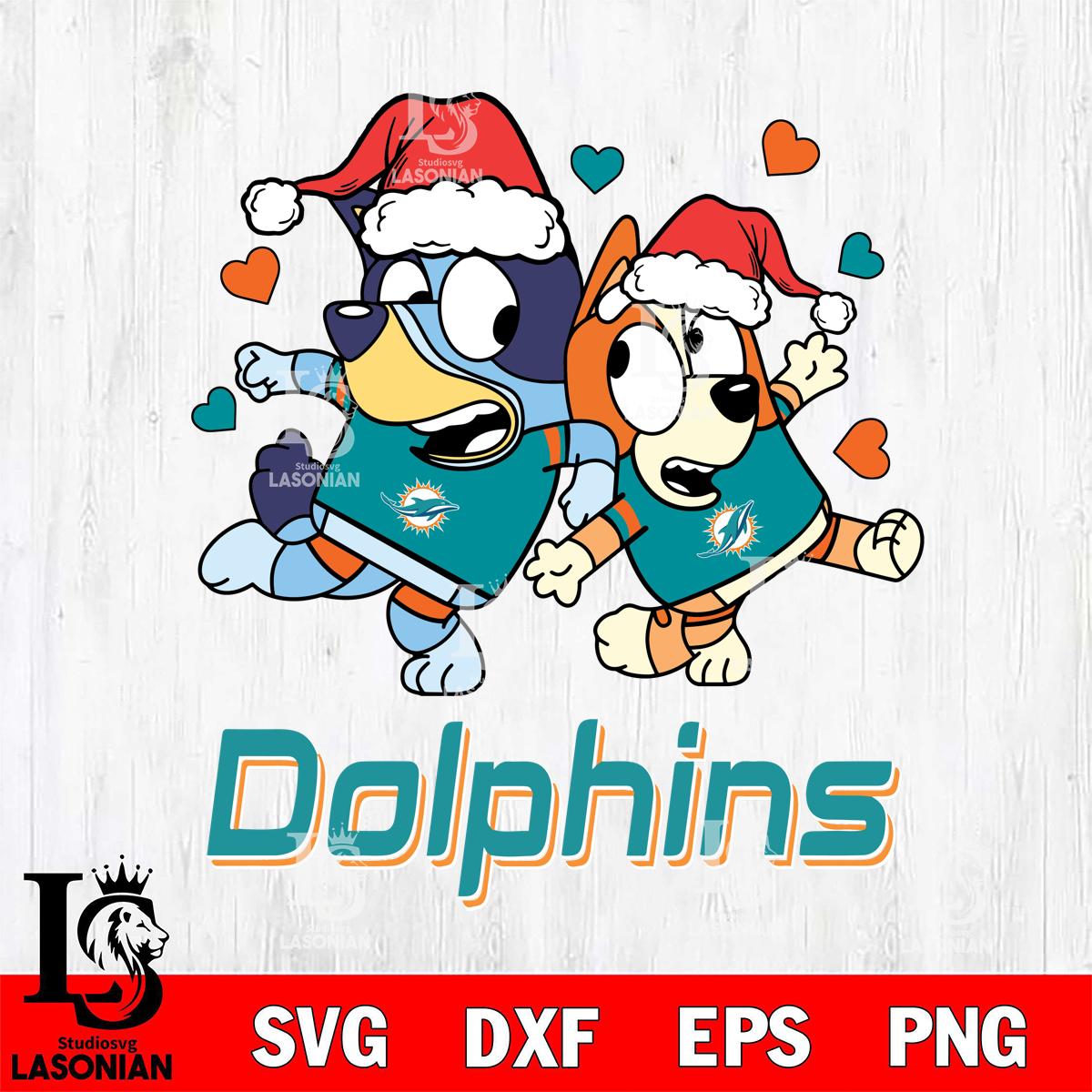Miami Dolphins Bluey Christmas NFL – lasoniansvg