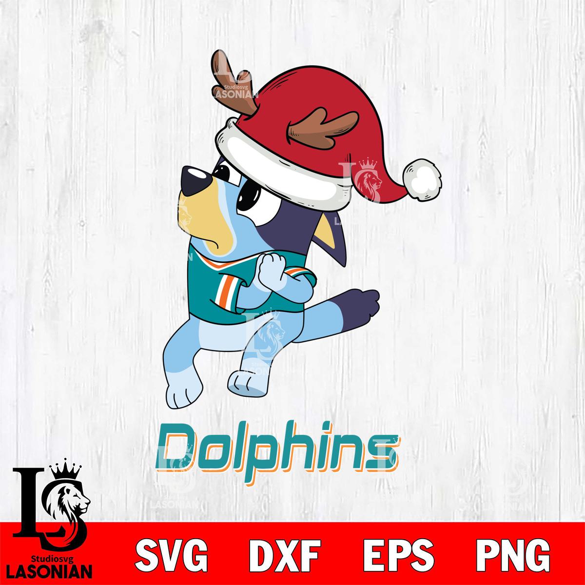 Miami Dolphins Christmas Bluey Santa Claus – lasoniansvg