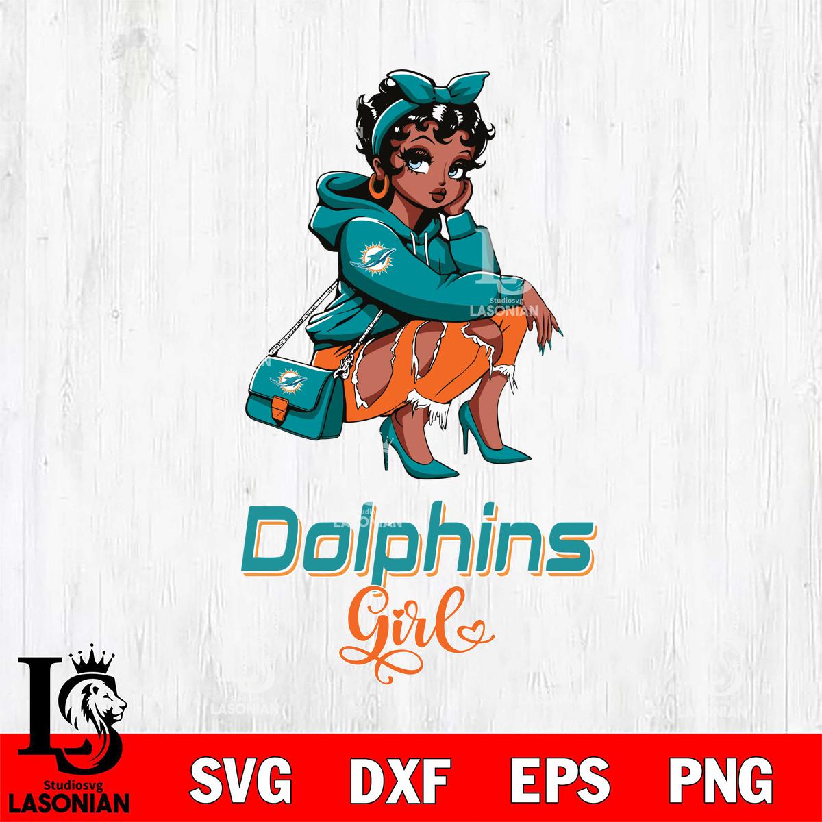 Miami Dolphins Fashion Black Fan Girl Betty Boop – lasoniansvg