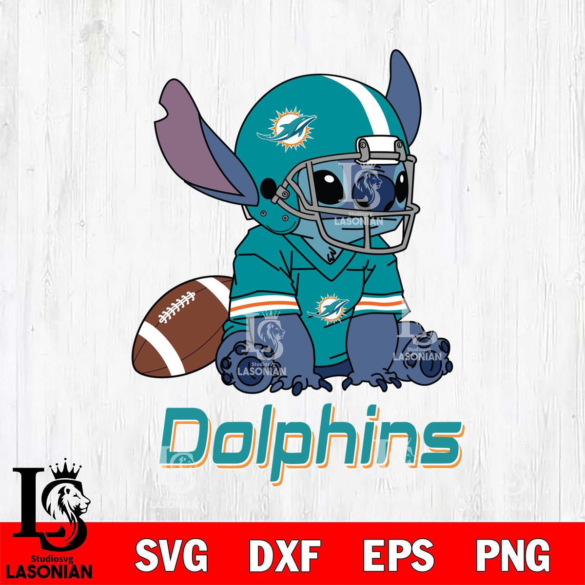 Miami Dolphins Stitch with a football – lasoniansvg