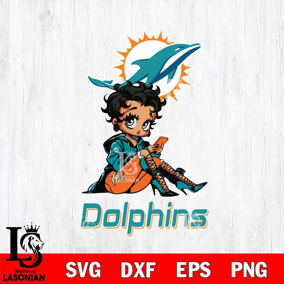 Miami Dolphins Style Black Fan Girl Betty Boop – lasoniansvg