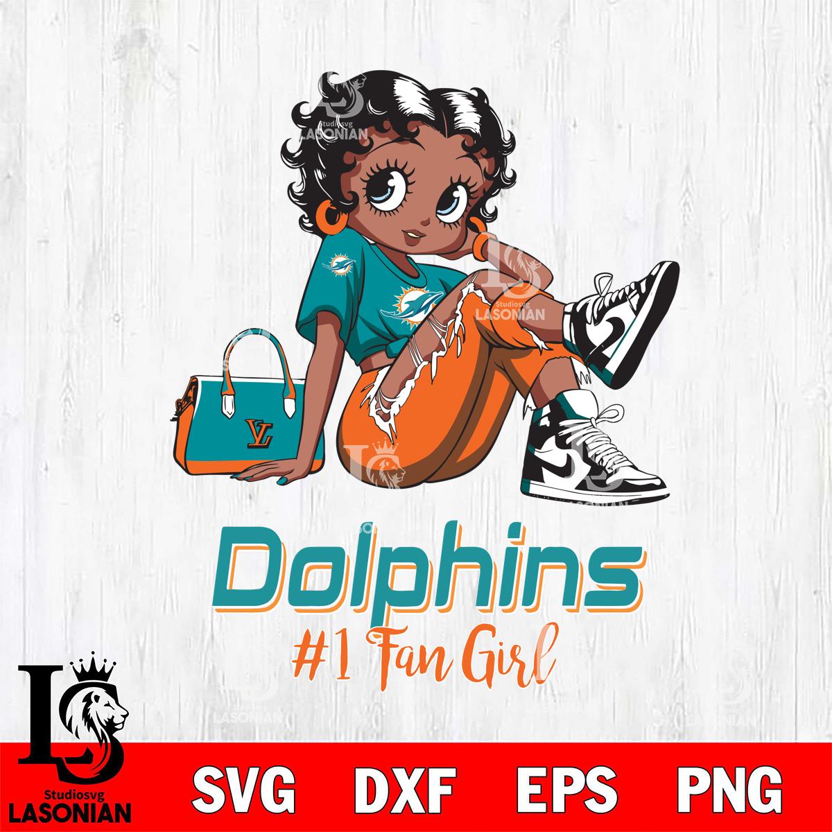 Miami Dolphins #1 Black Fan Girl Betty Boop – lasoniansvg