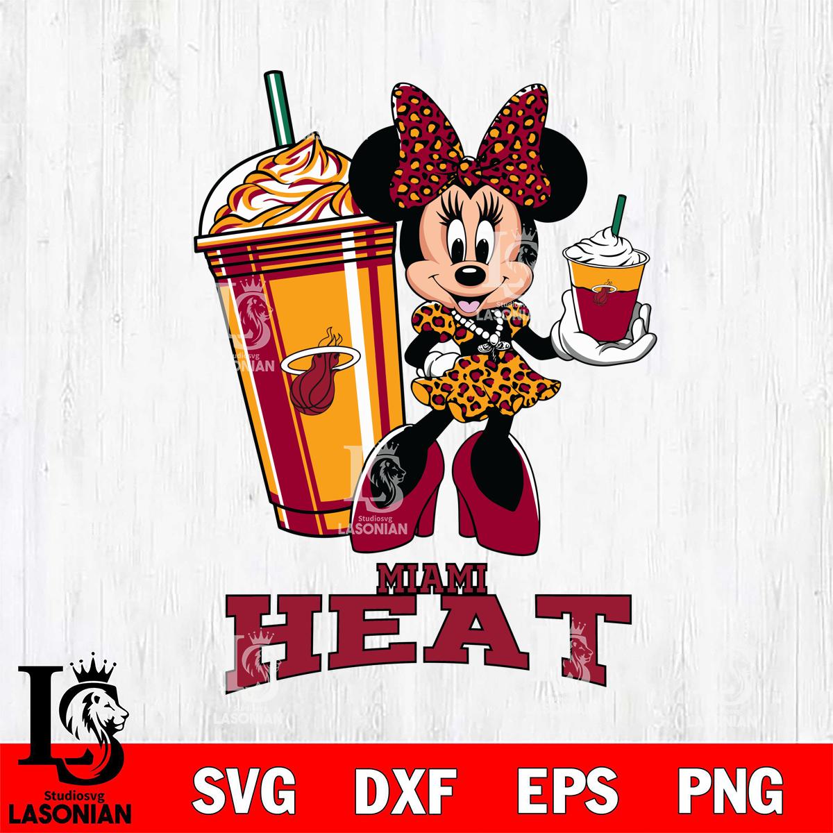 Miami Heat Minnie Mouse Fan And Coffee – lasoniansvg