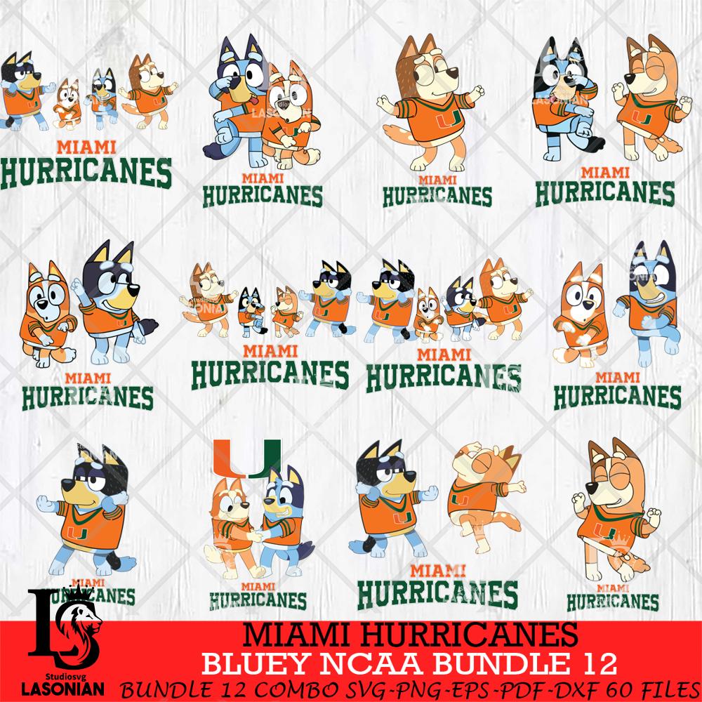 Miami Hurricanes Bluey Dace Mode NCAA Bundle 12 SVG – lasoniansvg