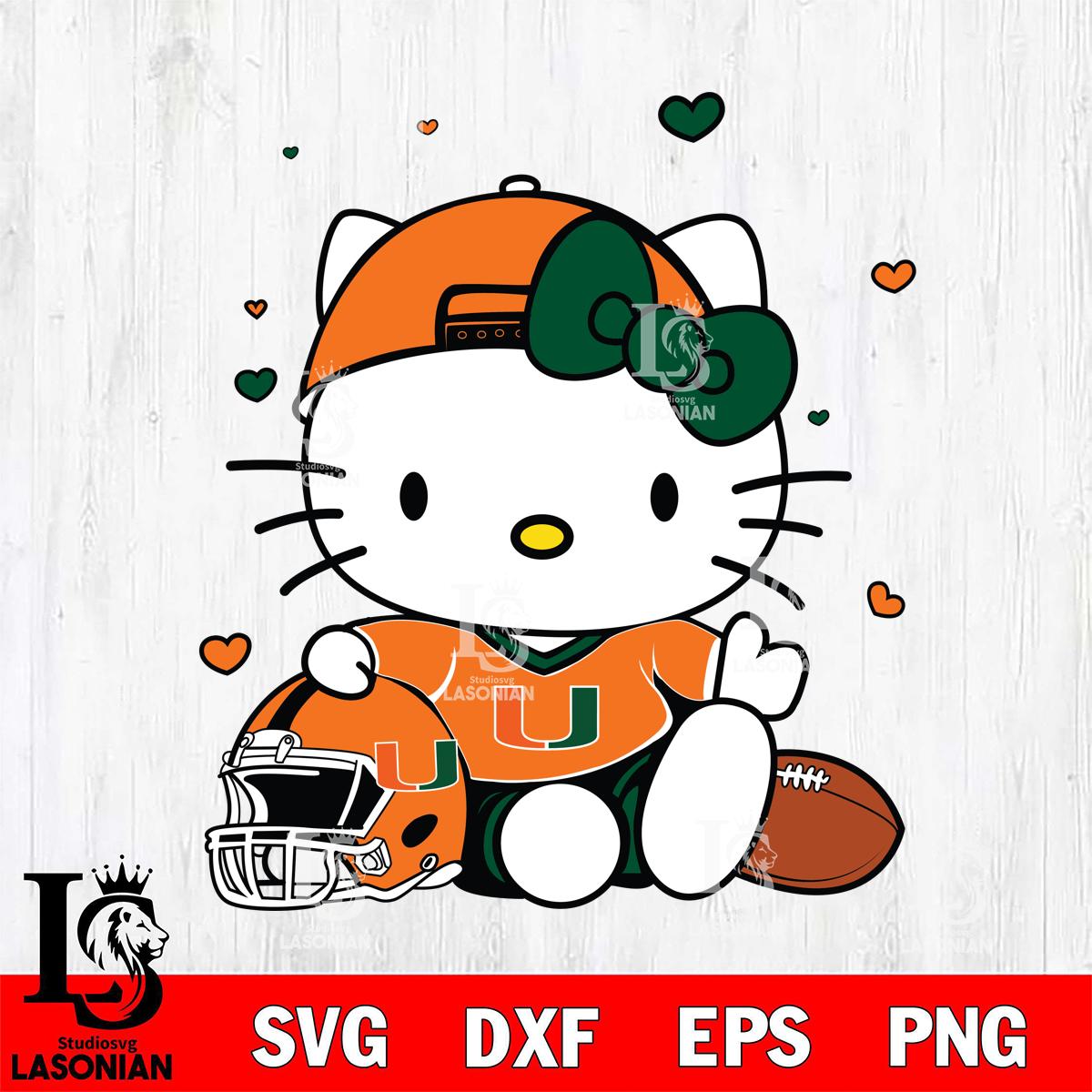 Miami Hurricanes Cute Hello Kitty Football – lasoniansvg