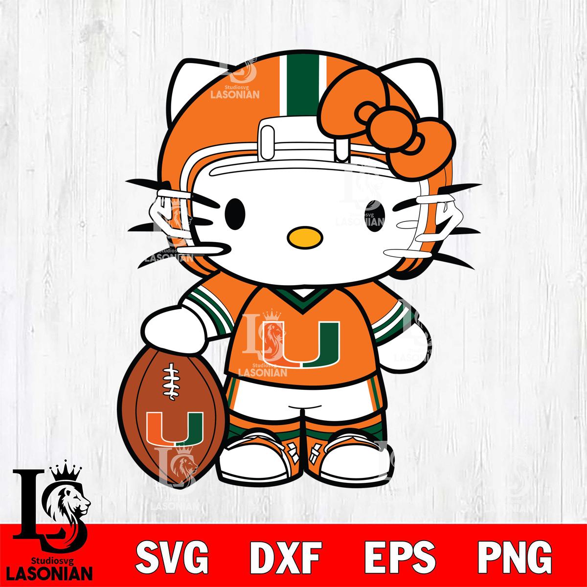 Miami Hurricanes Cute Hello Kitty Football 3 – lasoniansvg