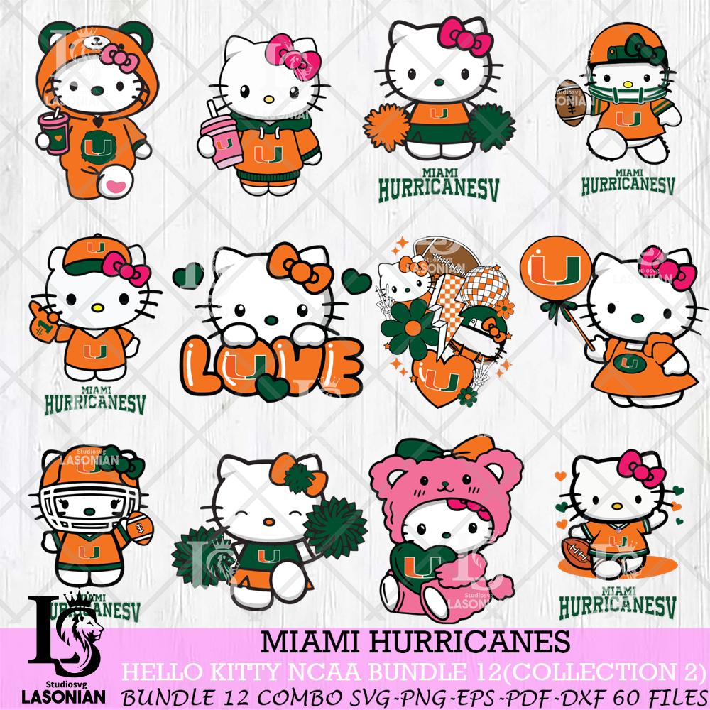 Miami Hurricanes Hello Kitty Bundle 12 SVG – lasoniansvg