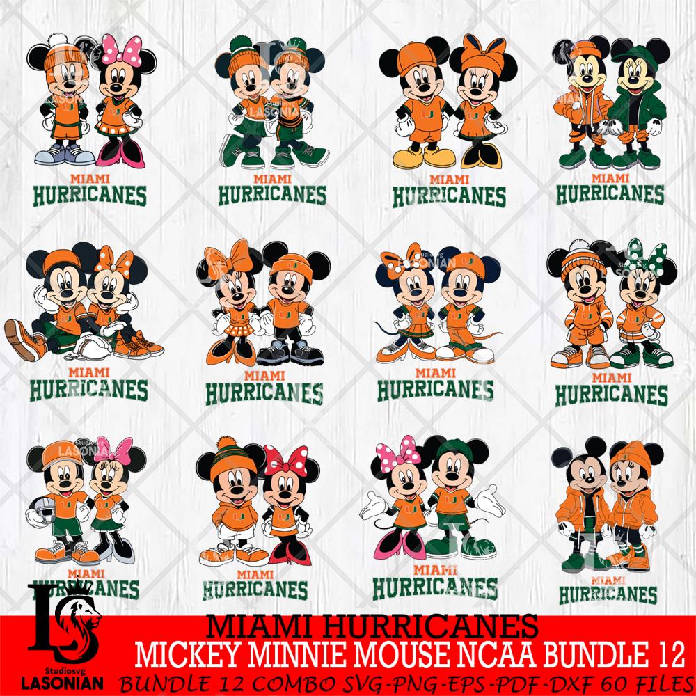 Miami Hurricanes Mickey Minnie Mouse NCAA Bundle 12 – lasoniansvg