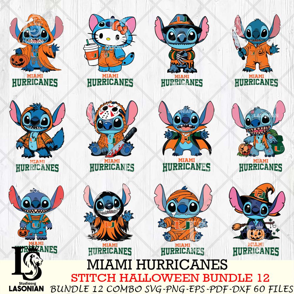 Miami Hurricanes Stitch Horror Bundle 12 SVG – lasoniansvg