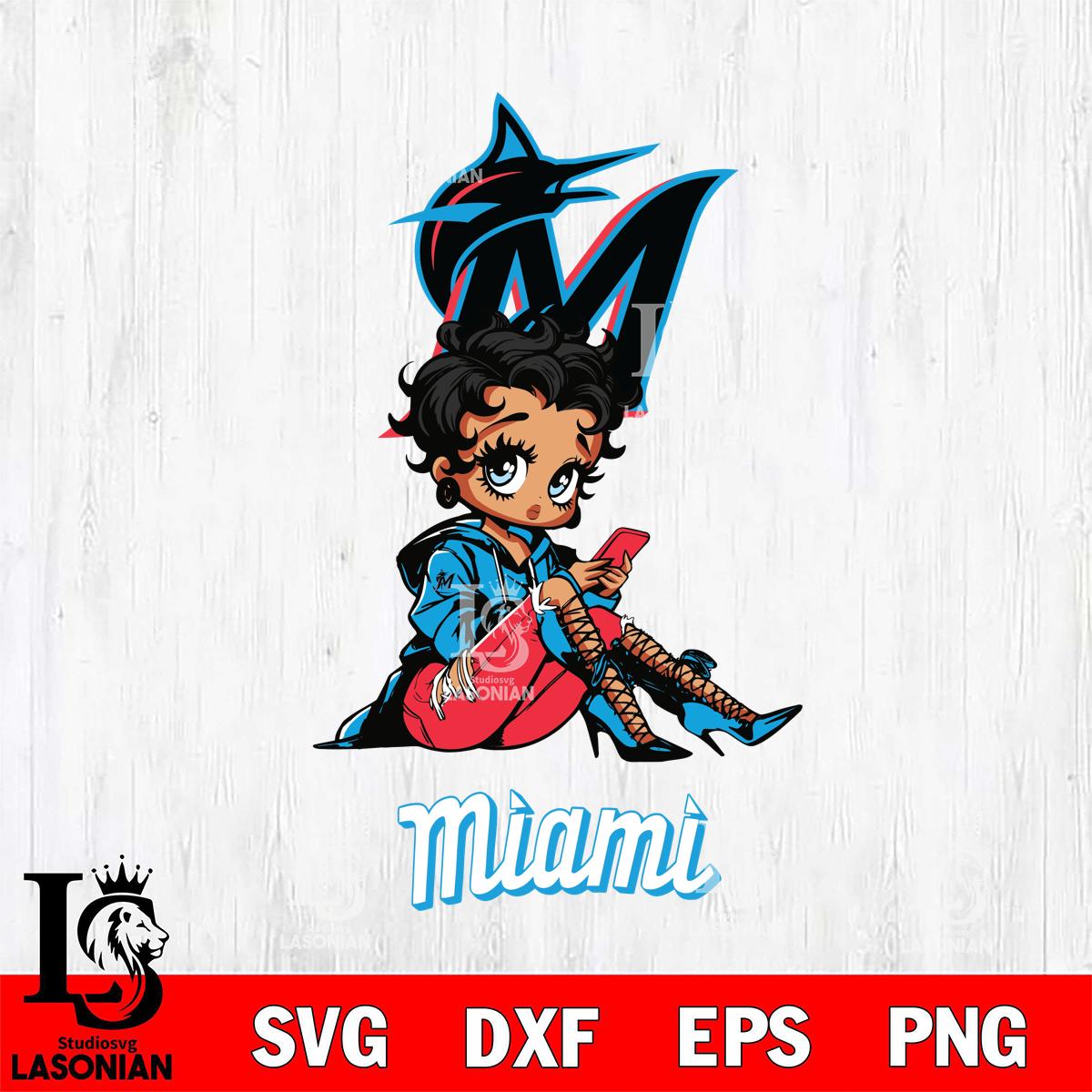 Miami Marlins Style Black Fan Girl Betty Boop – lasoniansvg