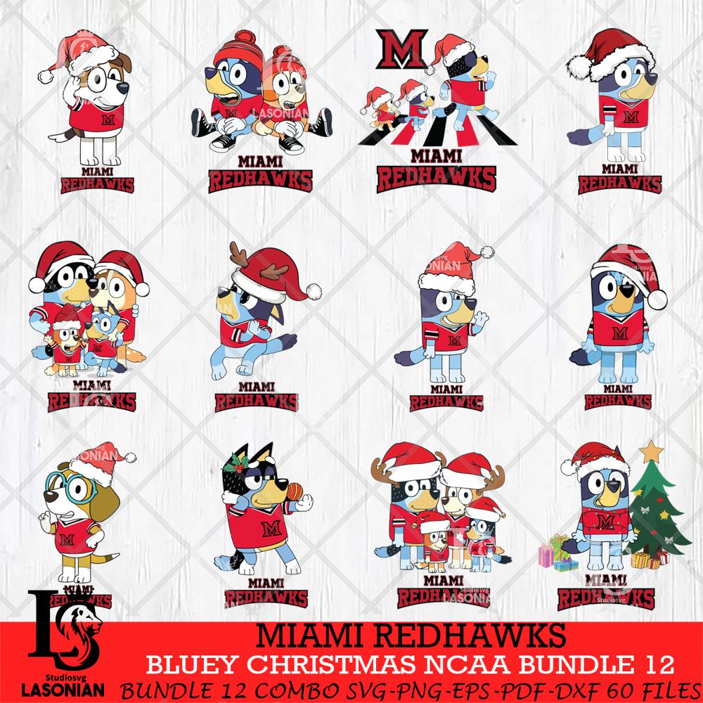 Miami RedHawks Bluey Christmas NCAA Bundle 12 Cricut File – lasoniansvg