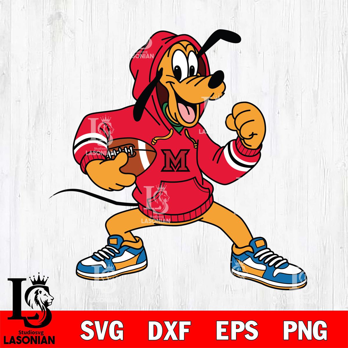 Miami RedHawks Goofy Disney Football Christmas – lasoniansvg
