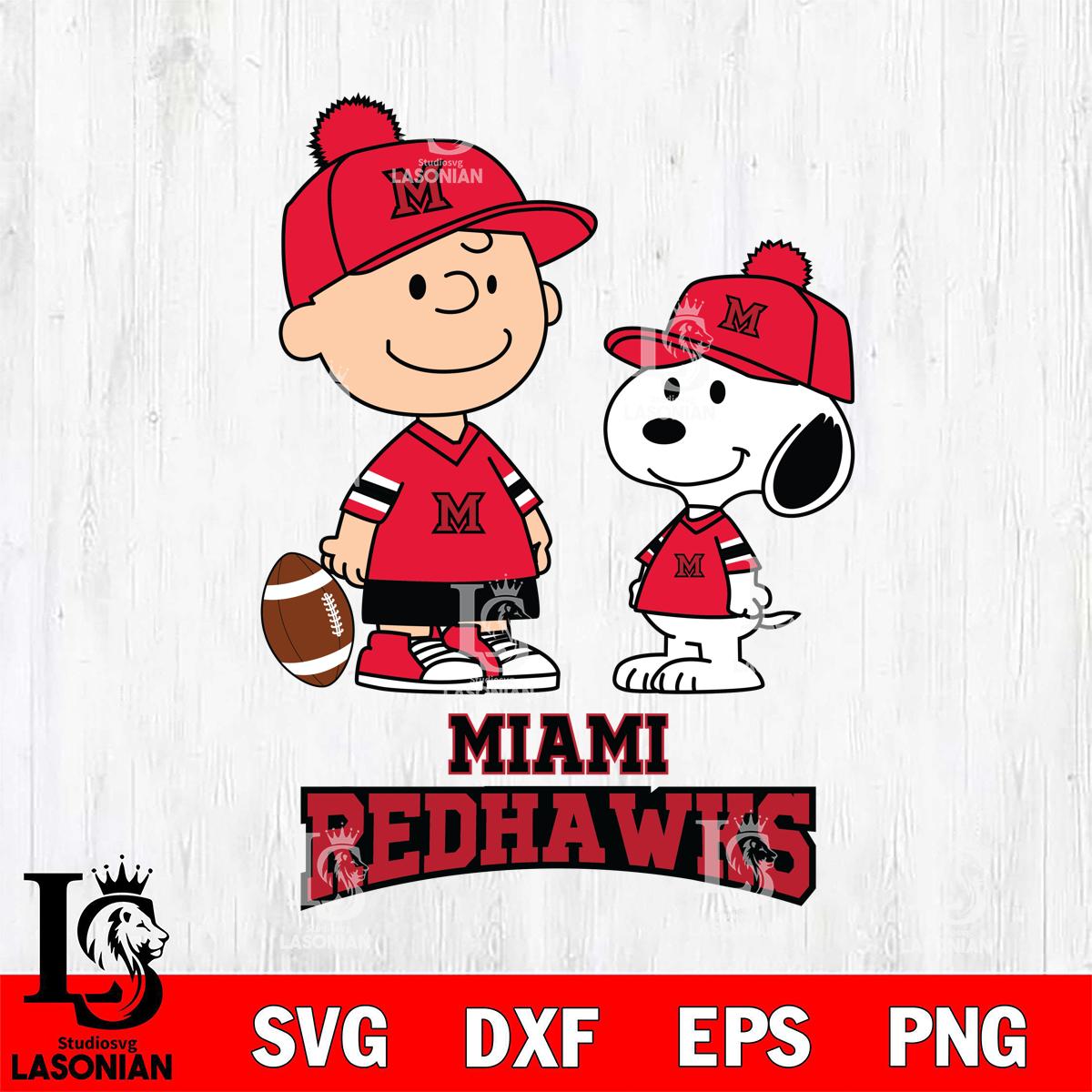 Miami RedHawks Peanuts Snoopy Friends Football – lasoniansvg