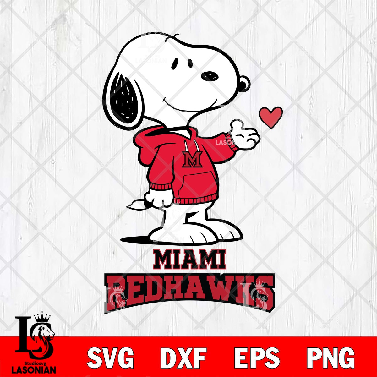 Miami RedHawks Snoopy cute valentine File cut , Criucut , Silhouette ...
