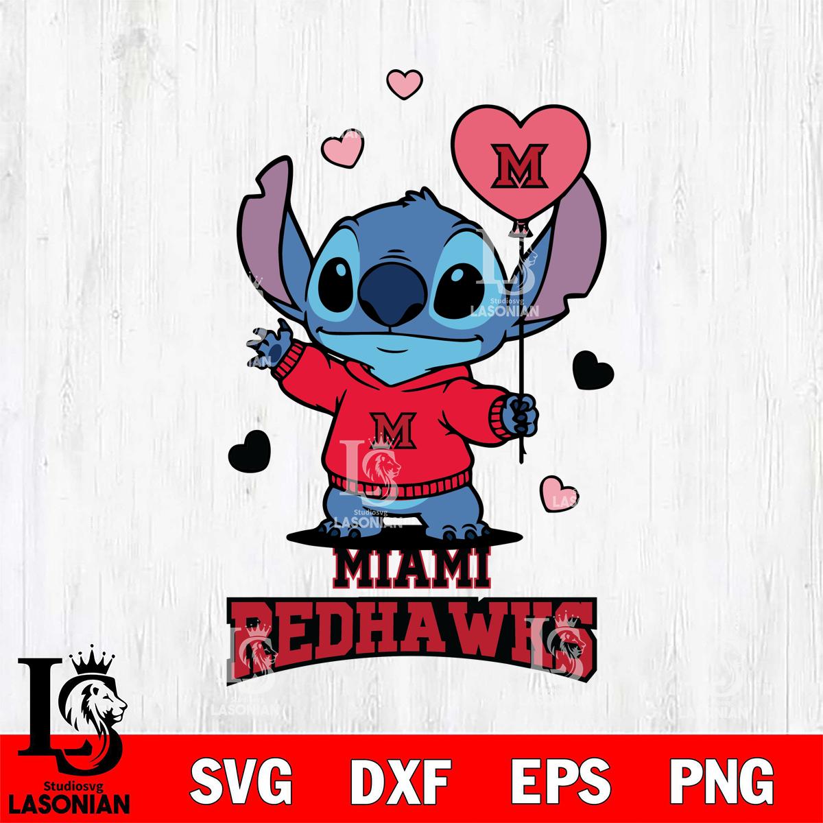 Miami RedHawks Stitch Balloons Heart Digital Download, NCAA SVG DXF EPS ...