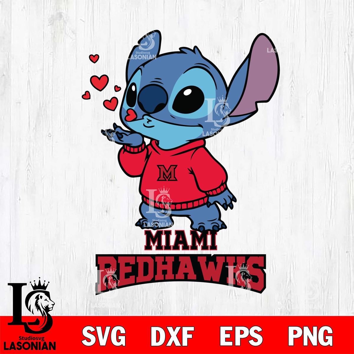 Miami RedHawks Stitch Kiss Valentine Digital Download, NCAA SVG DXF EPS ...