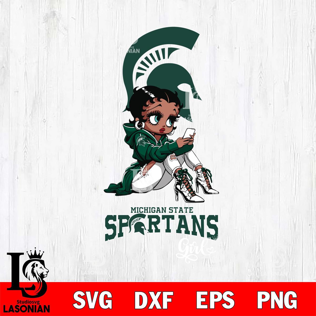 Michigan State Spartans Beauty Black Fan Girl Football – lasoniansvg