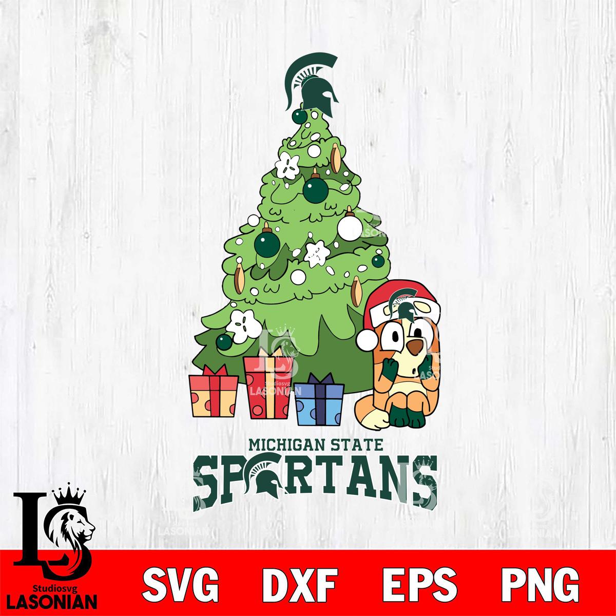 Michigan State Spartans Bluey Chilli Christmas Tree – lasoniansvg