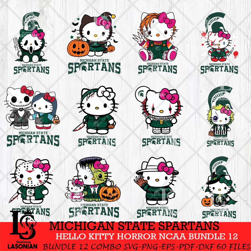 Michigan State Spartans Hello Kitty Horror NCAA Bundle 12 SVG – lasoniansvg