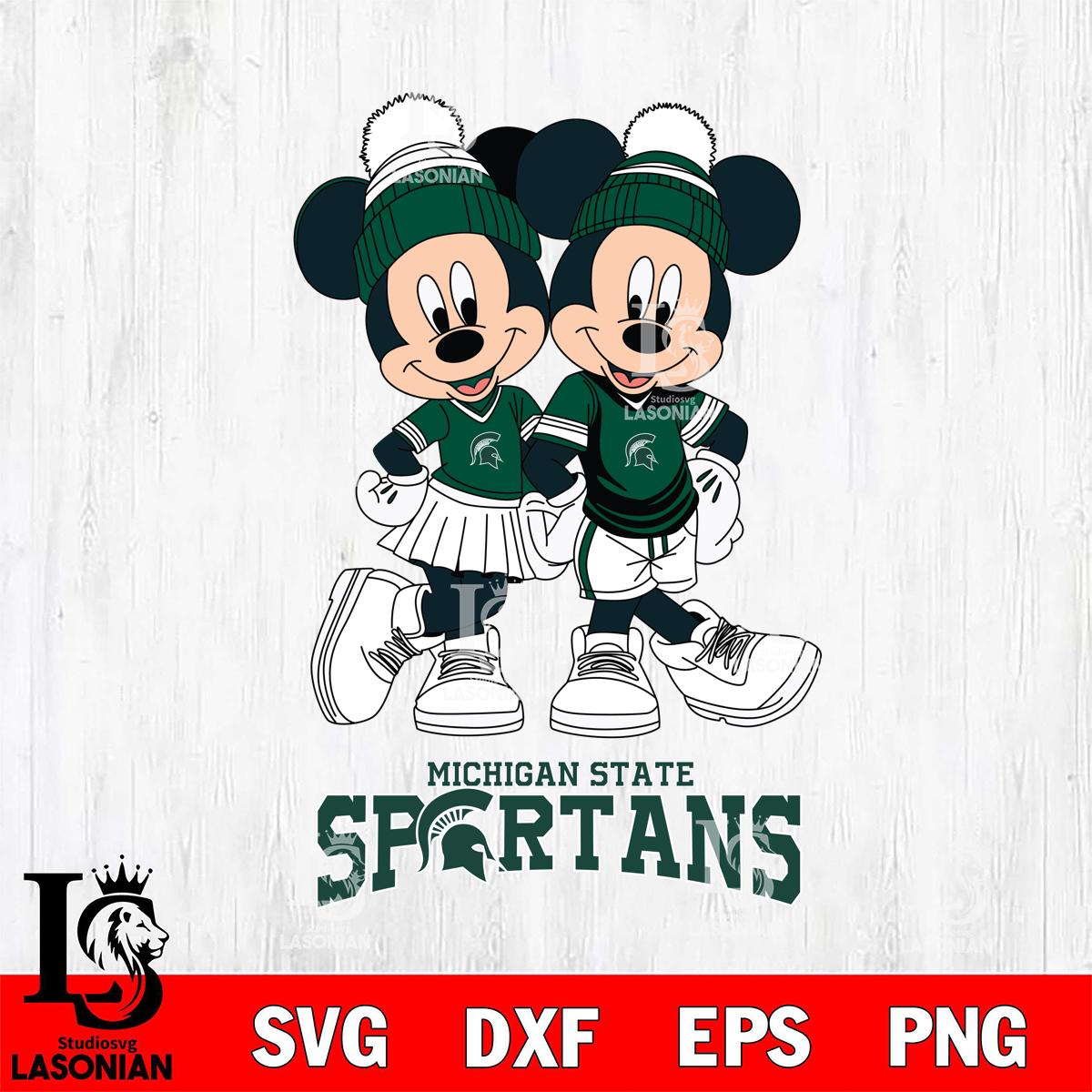 Michigan State Spartans Mickey And Minnie Mouse Football – lasoniansvg