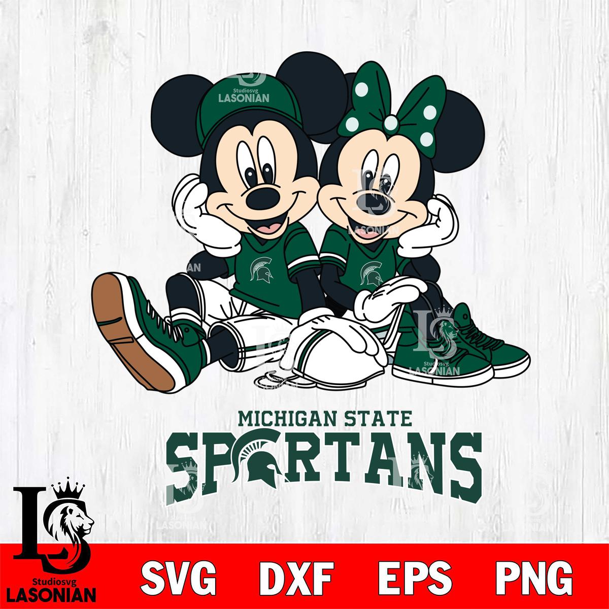Michigan State Spartans Mickey Minnie Mouse Football Sit – lasoniansvg