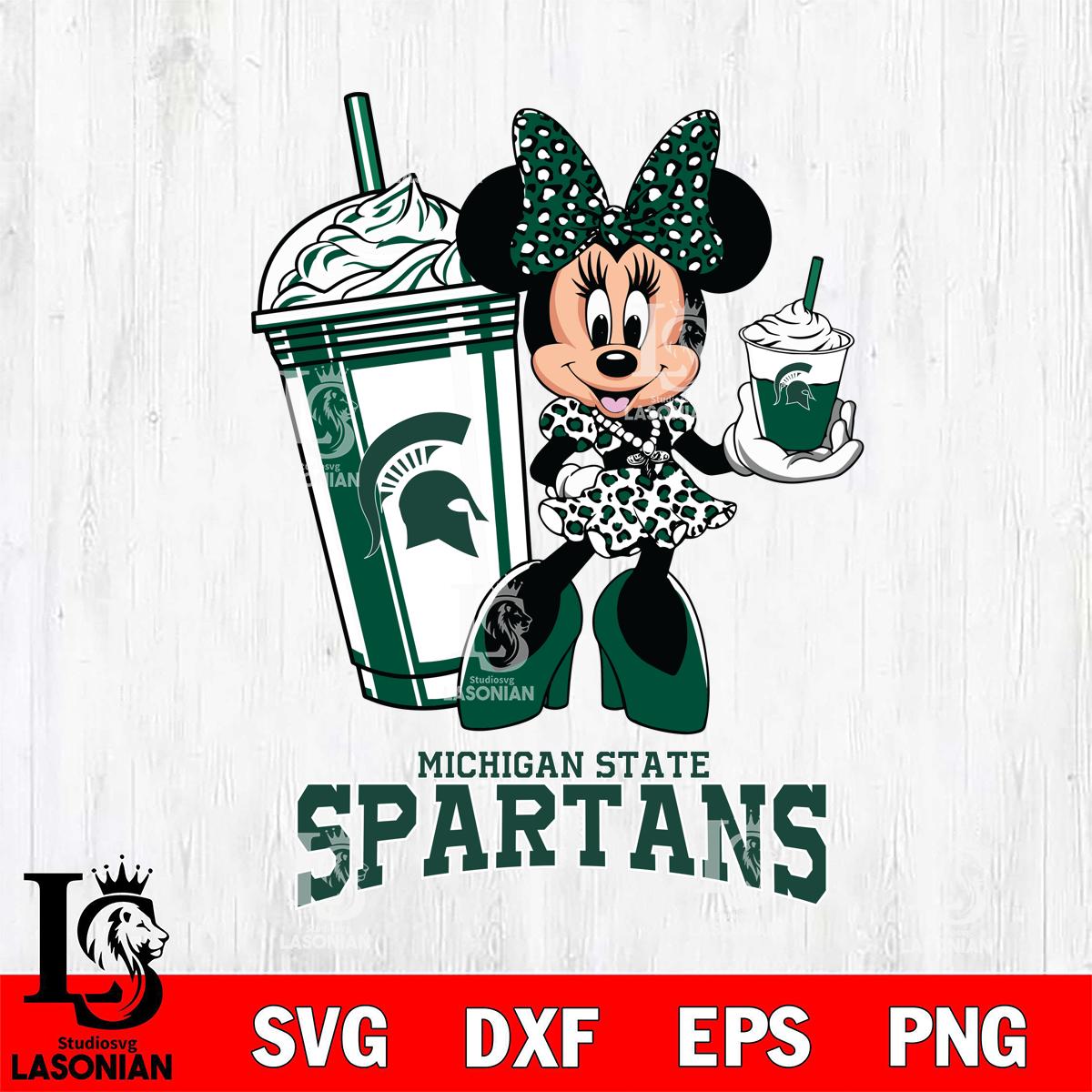 Michigan State Spartans Minnie Mouse Fan And Coffee – lasoniansvg